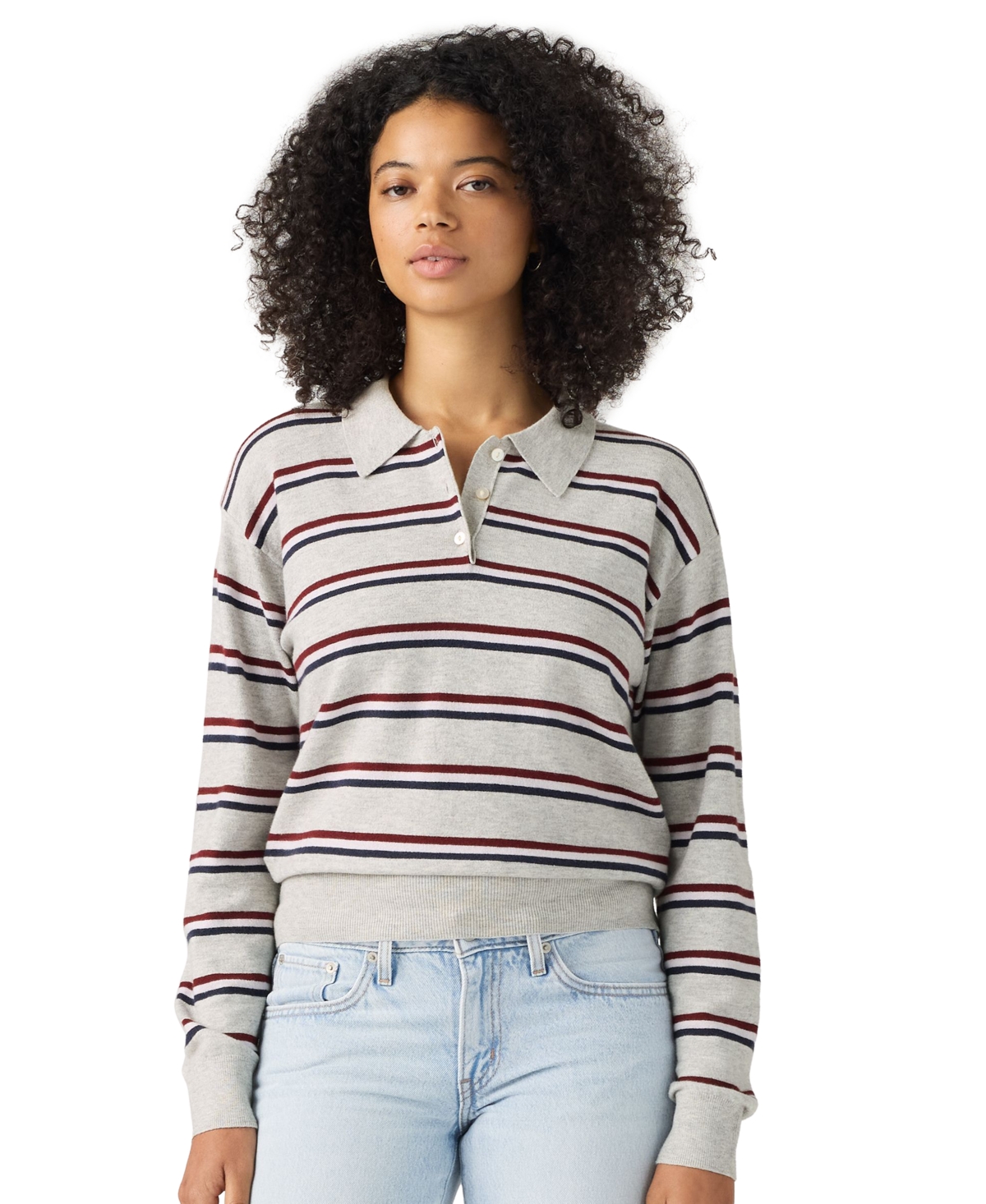 Click here for Levis Womens Long-Sleeve Polo Sweater - Jade Strip... prices