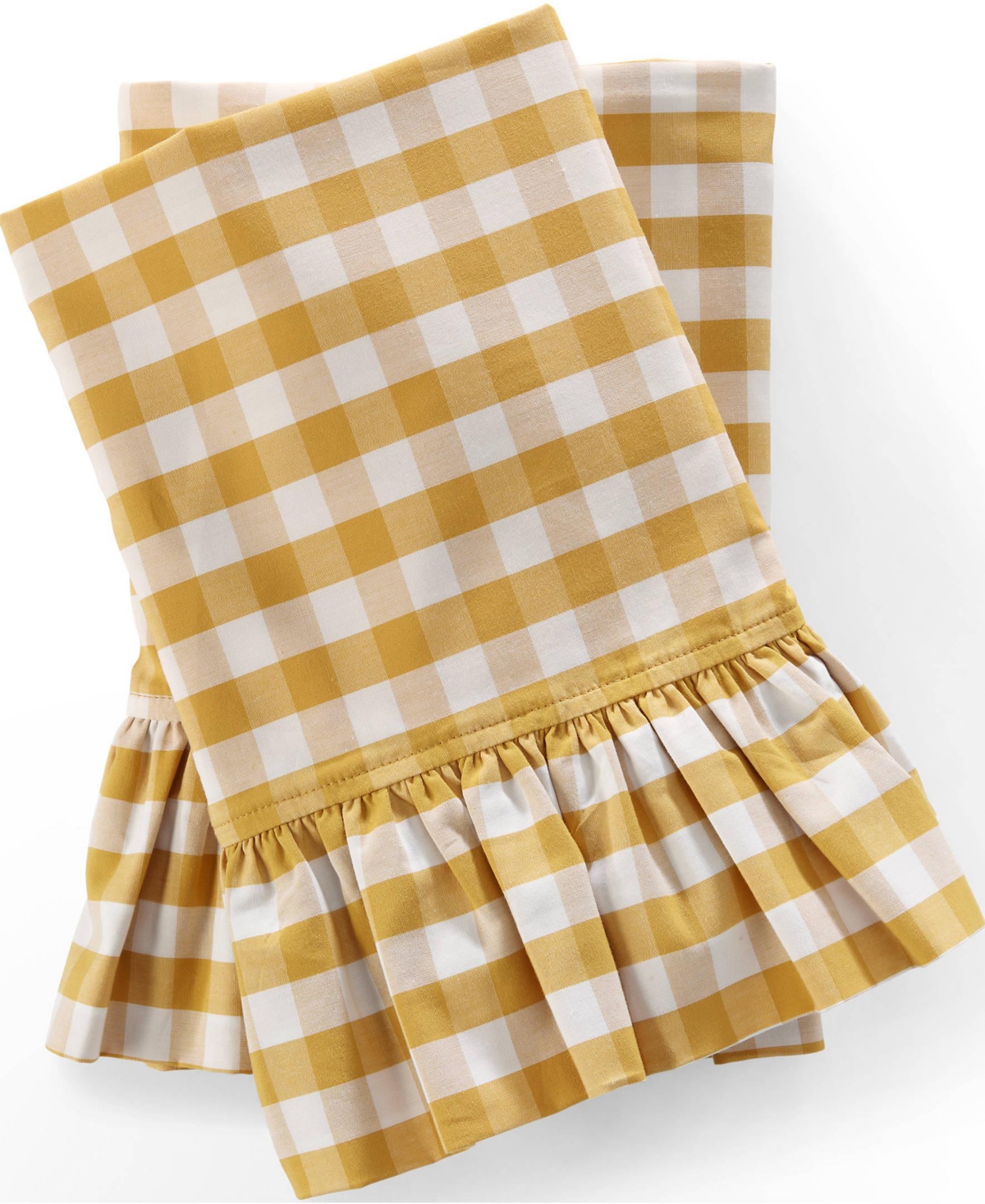 Click here for Lands End Ruffle Pillowcases - Dijon gold/ivory gi... prices