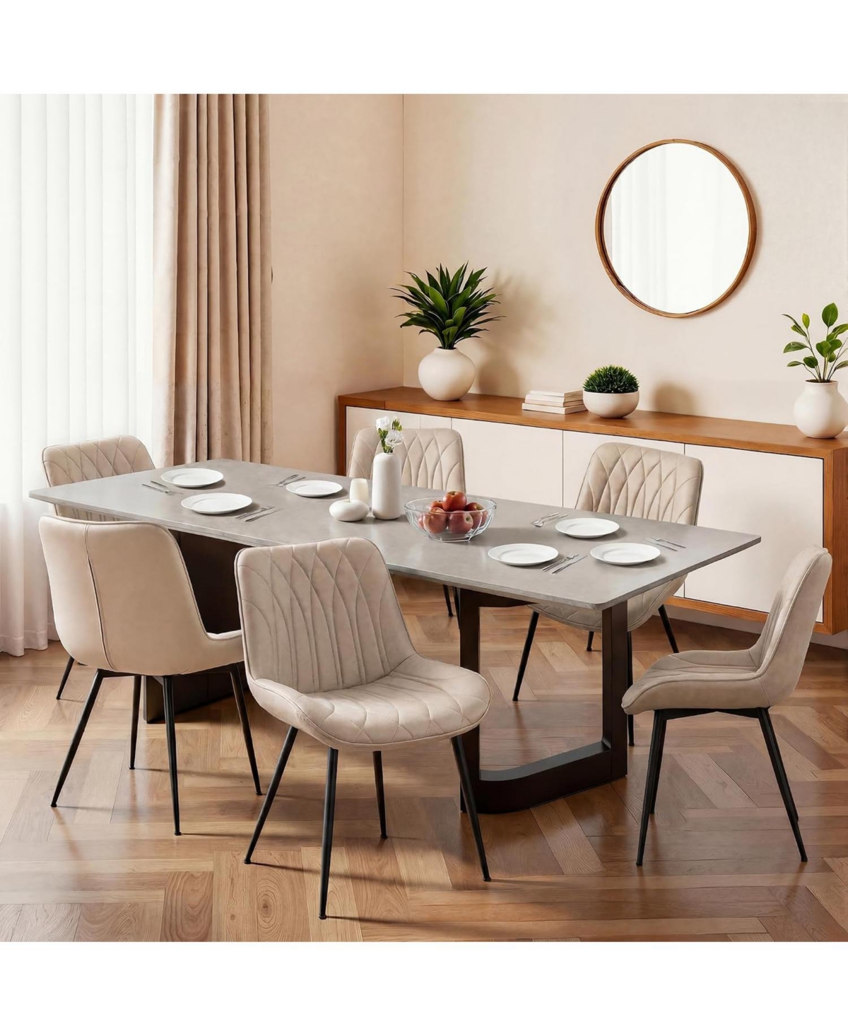 Click here for homfan Set of 6 Faux Leather Upholstered Dining Ch... prices