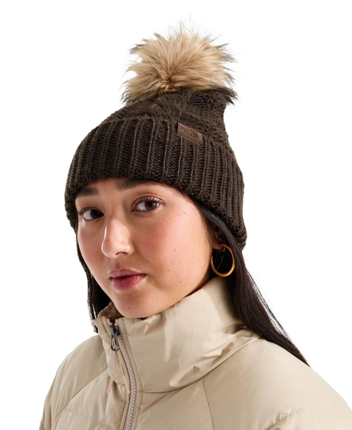 Click here for The North Face Womens Oh Mega Fur Pom Cable Knit B... prices