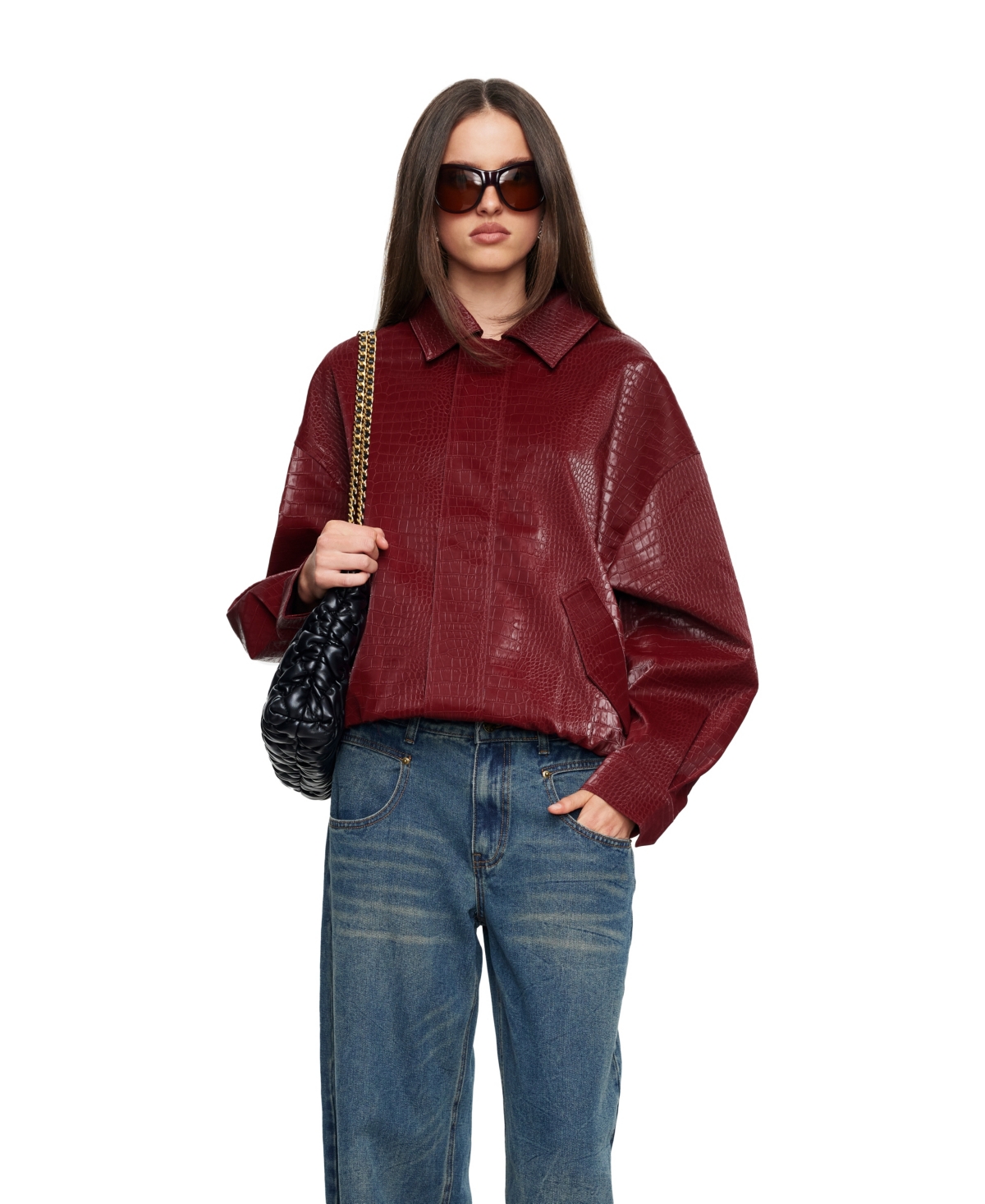 Click here for Lioness Womens Kenny Crocodile-Embossed Unlined Bo... prices