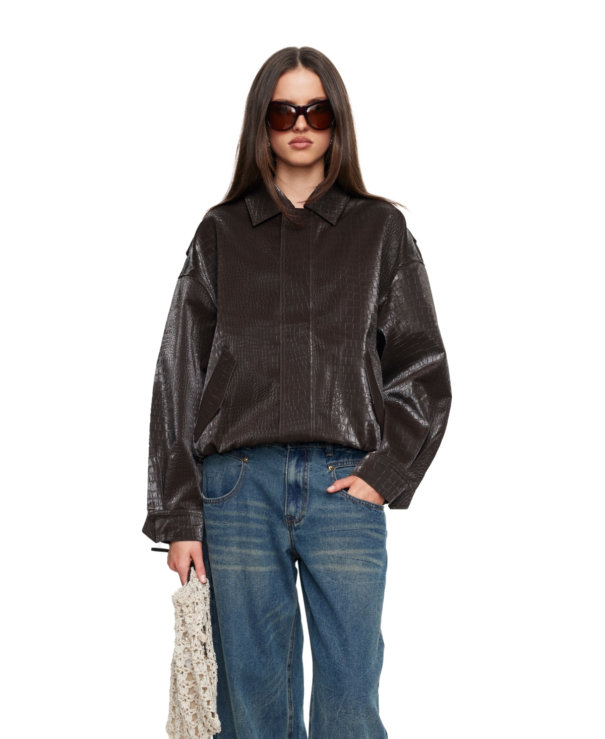 Click here for Lioness Womens Kenny Crocodile-Embossed Unlined Bo... prices