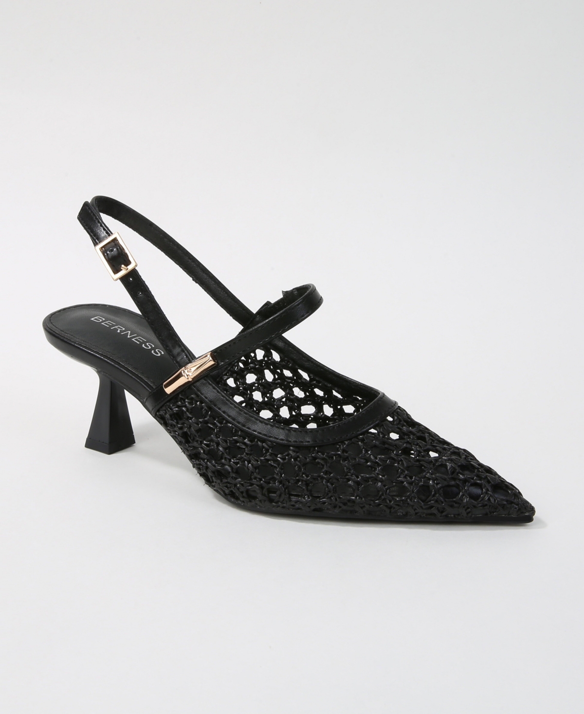 Click here for Berness Calloway Woven Slingback Heels - Black prices