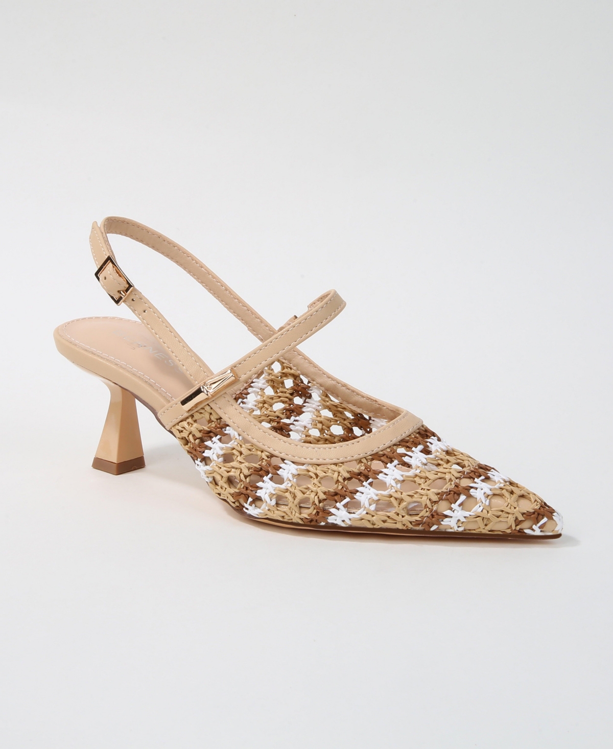 Click here for Berness Calloway Woven Slingback Heels - Tan/multi prices