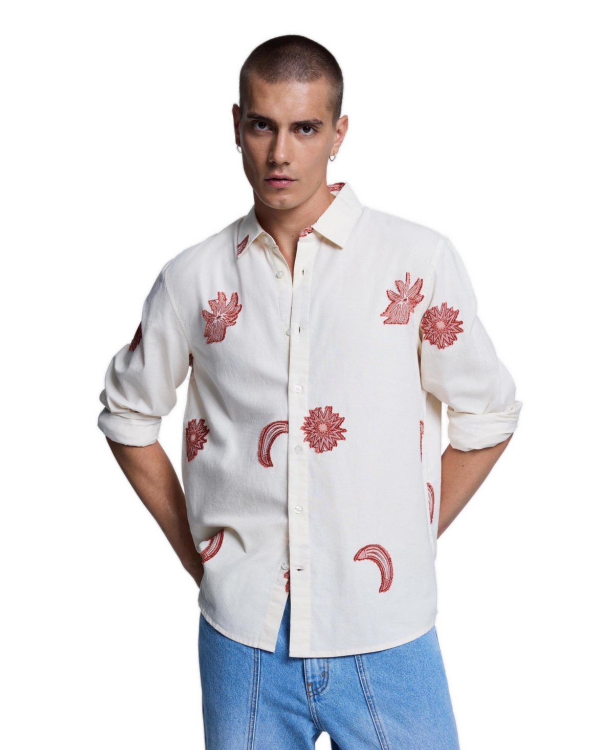 Click here for Desigual Mens Printed Jacquard Shirt - Off white prices