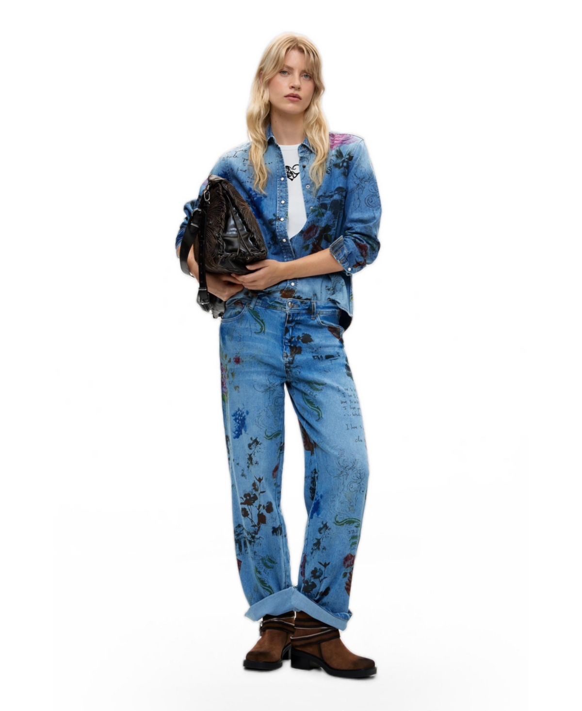 Click here for Desigual Womens Printed Straight Jeans - Medium bl... prices