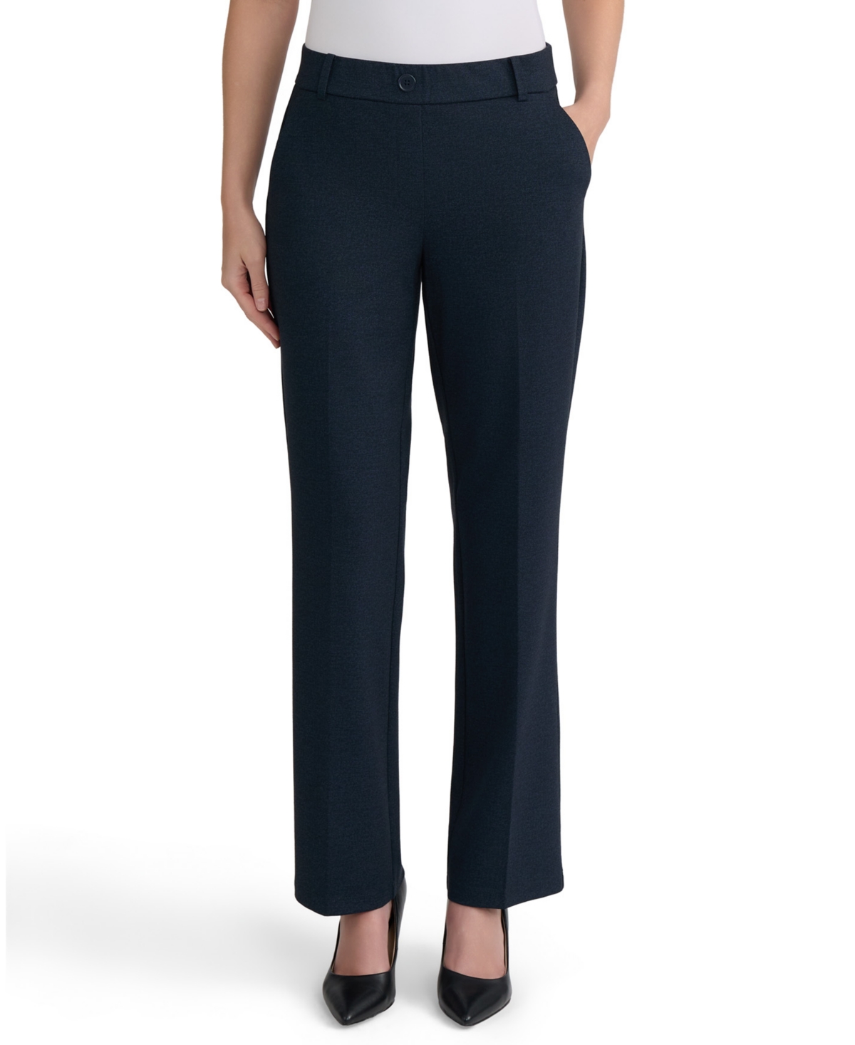 Click here for Kasper Womens Faux-Fly Pull-On Straight-Leg Pants... prices