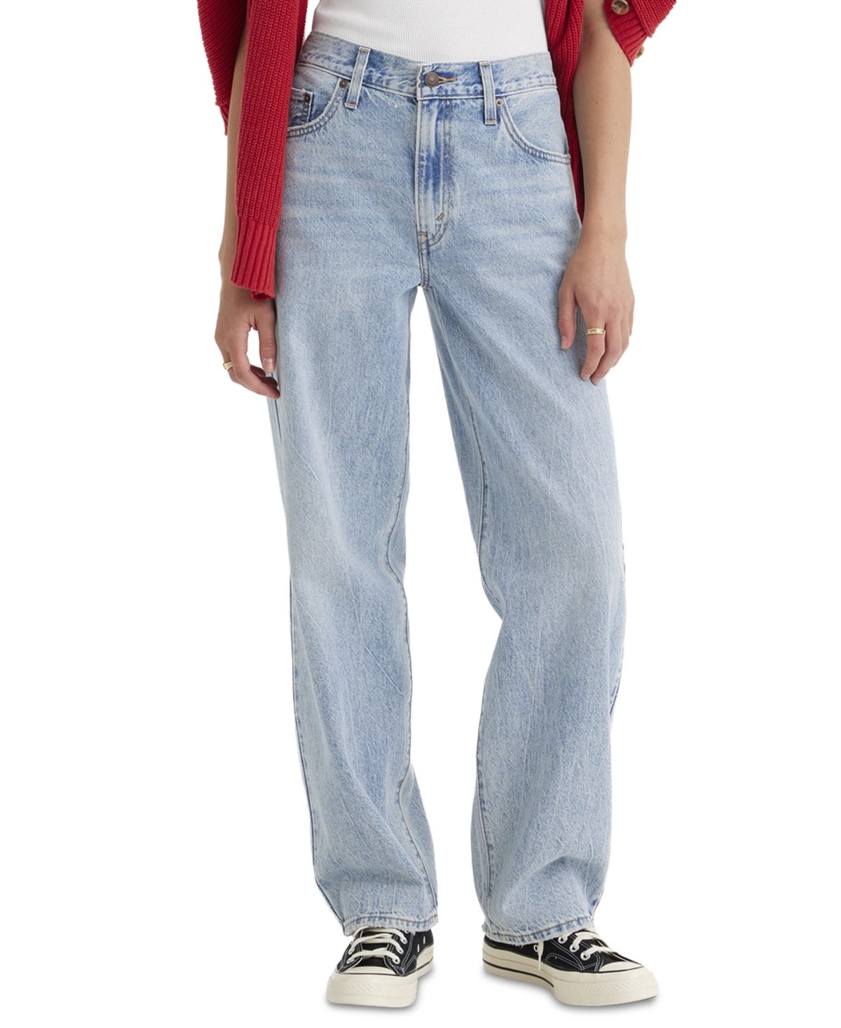 Click here for Levis Juniors Mid Rise Baggy Dad Jeans - Fan Flare prices