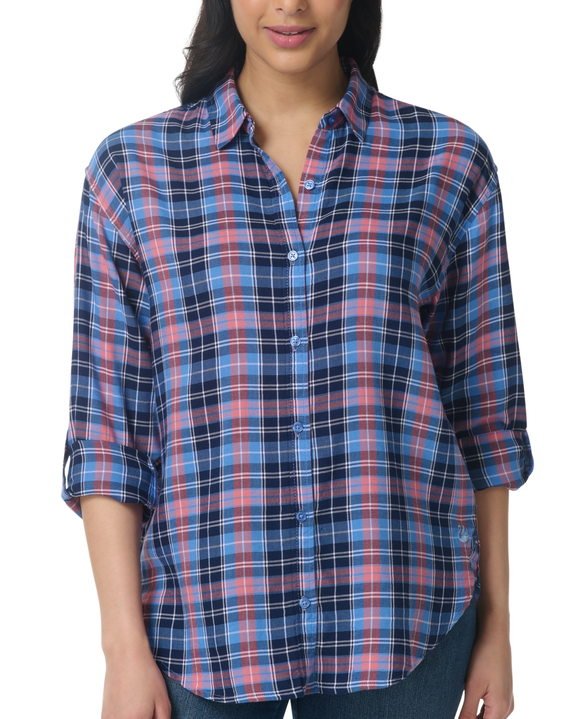 Click here for Gloria Vanderbilt Womens Amanda Plaid Point-Collar... prices