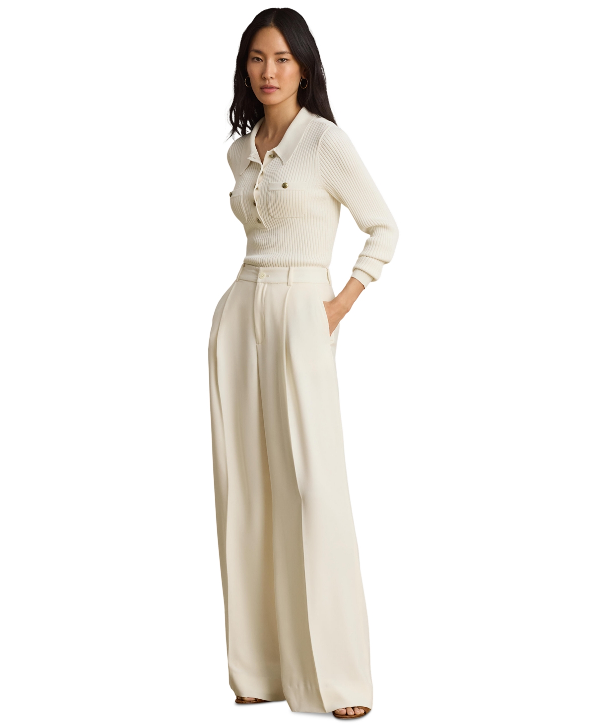 Click here for Lauren Ralph Lauren Womens High-Rise Wide-Leg Pant... prices