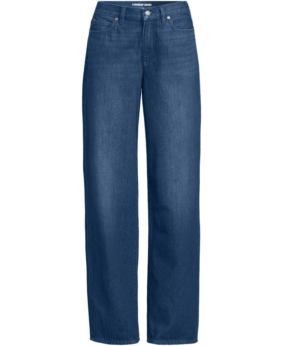 Click here for Lands End Petite Rigid Denim Mid Rise Baggy Jeans... prices