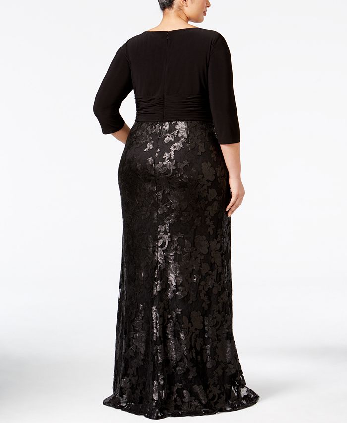 Adrianna Papell Plus Size Sequined Lace Gown - Macy's