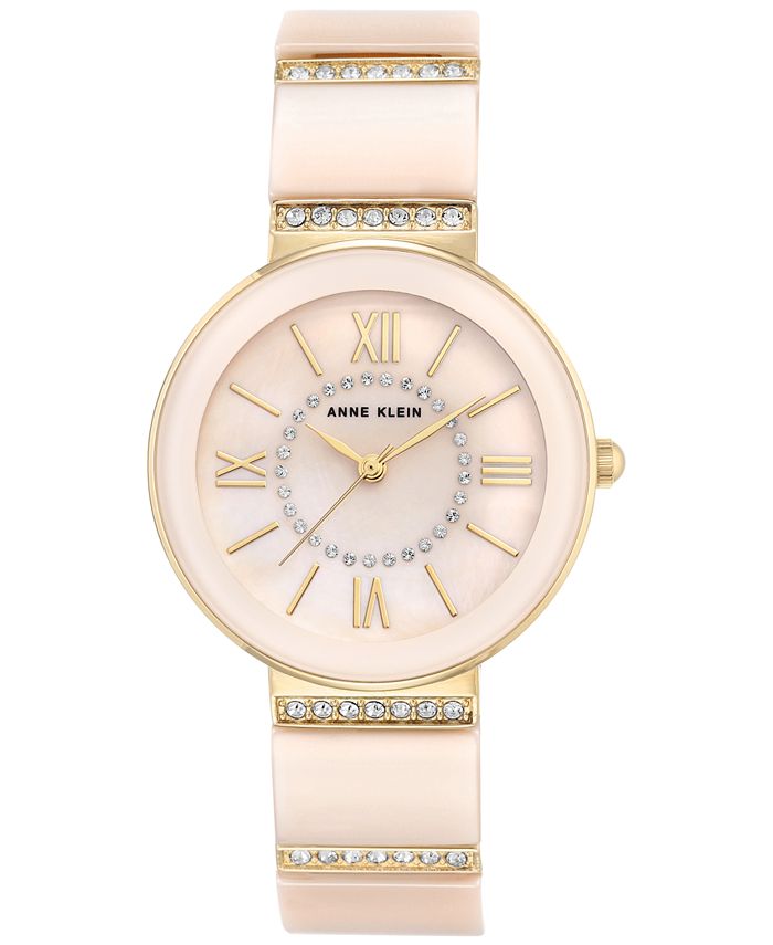 Anne Klein Women's Crystal Light Pink Ceramic Bracelet Watch 34mm AK ...