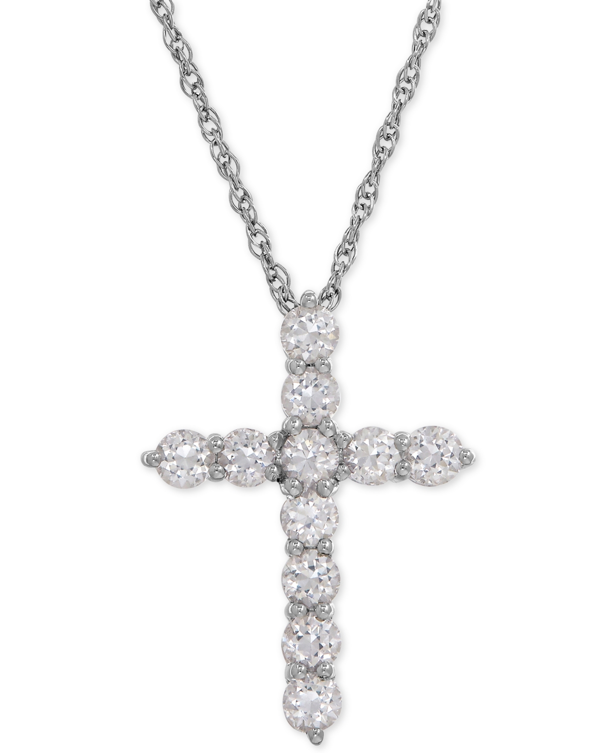 Click here for Lab-Grown White Sapphire Cross Pendant Necklace (1... prices
