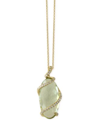 EFFY® Prasiolite (7-1/6 ct. t.w.) and Diamond (1/8 ct. t.w.) Pendant ...