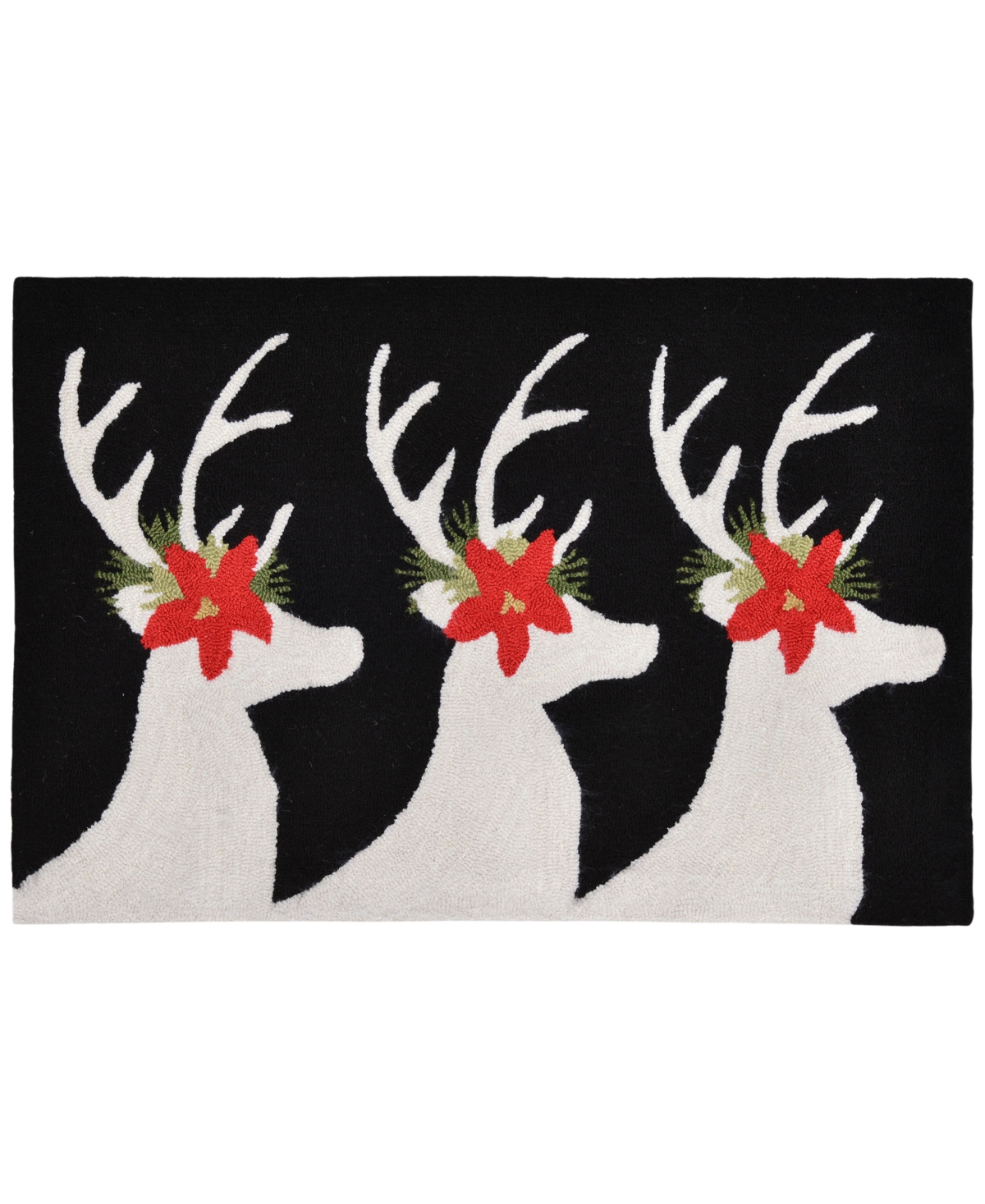 Liora Manne Front Porch Indoor/Outdoor Reindeer Black 2 x 3 Area Rug
