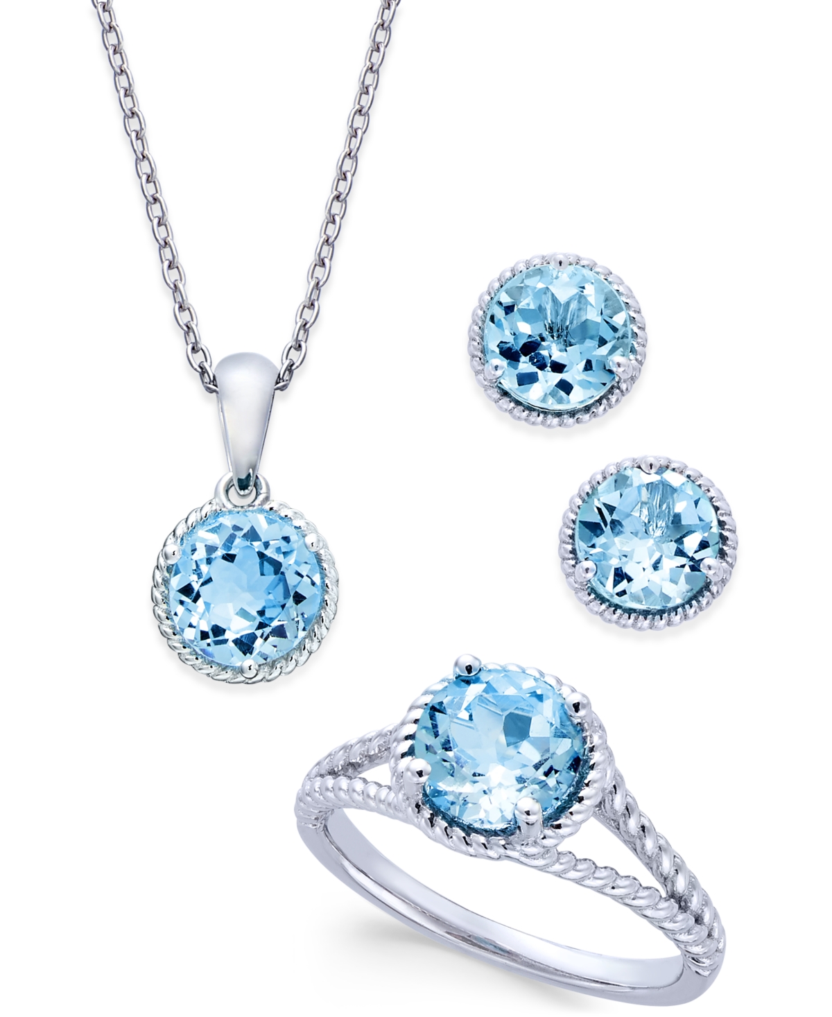 Click here for Blue Topaz Rope-Style Pendant Necklace  Stud Earri... prices