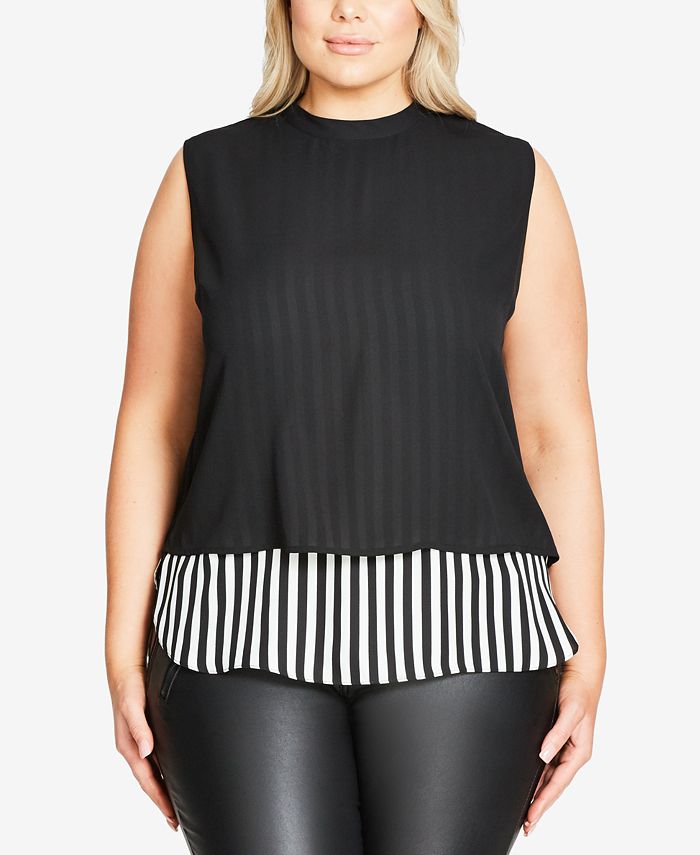 City Chic Trendy Plus Size Layered Split-Back Top - Macy's