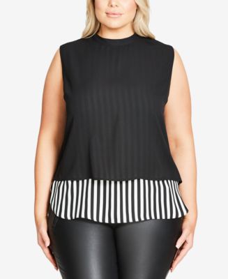 City Chic Trendy Plus Size Layered Split-Back Top - Macy's