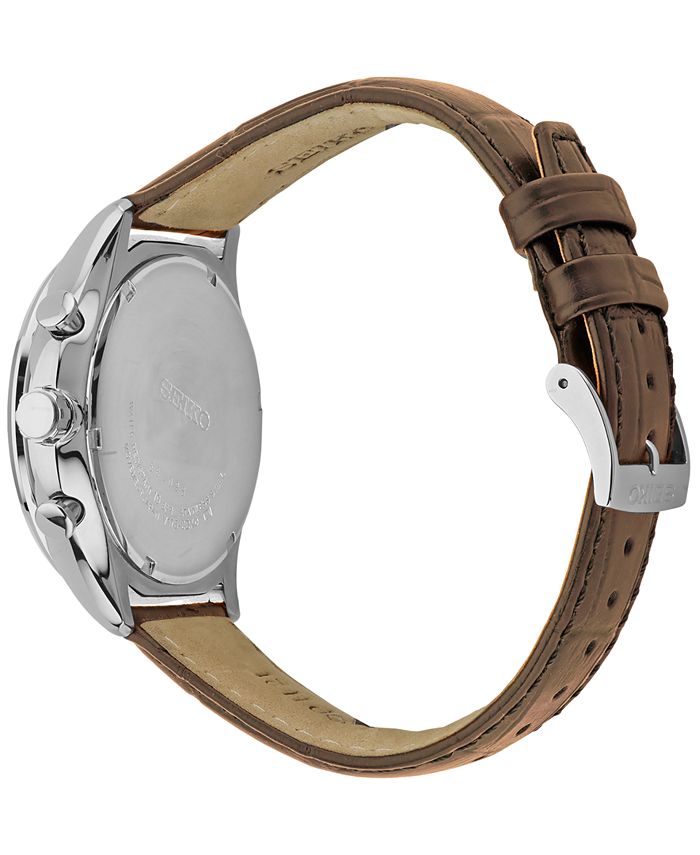 Seiko Men's Chronograph Solar Classic Brown Leather Strap Watch 42mm ...