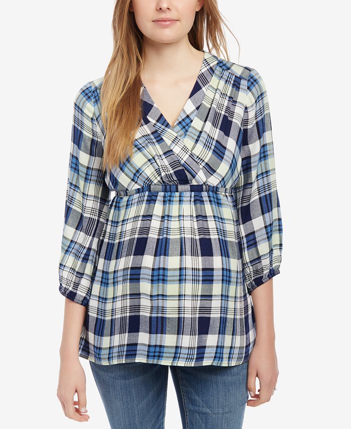 Motherhood Maternity Plaid Blouse - Macy's