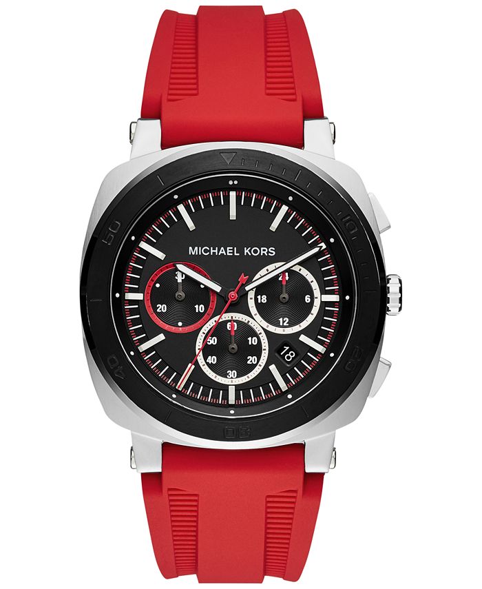 Michael Kors Men's Chronograph Bax Red Silicone Strap Watch 43mm MK8552 ...