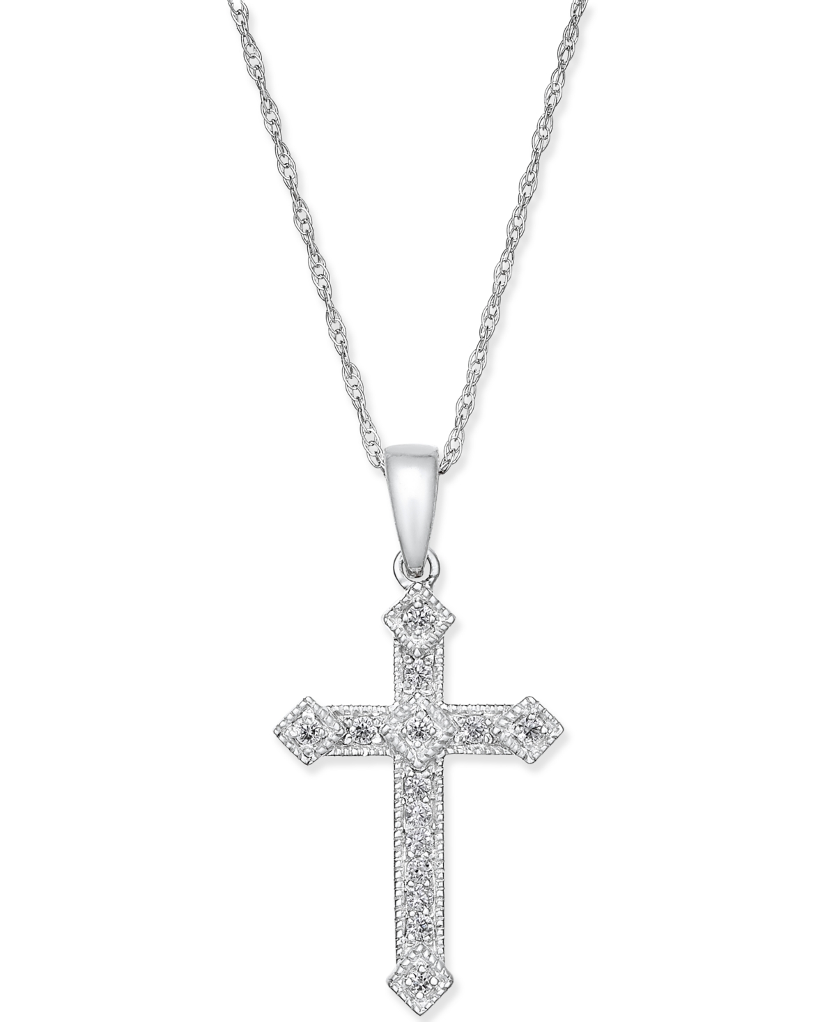 Click here for Diamond Cross Pendant Necklace (1/10 ct. t.w.) in... prices
