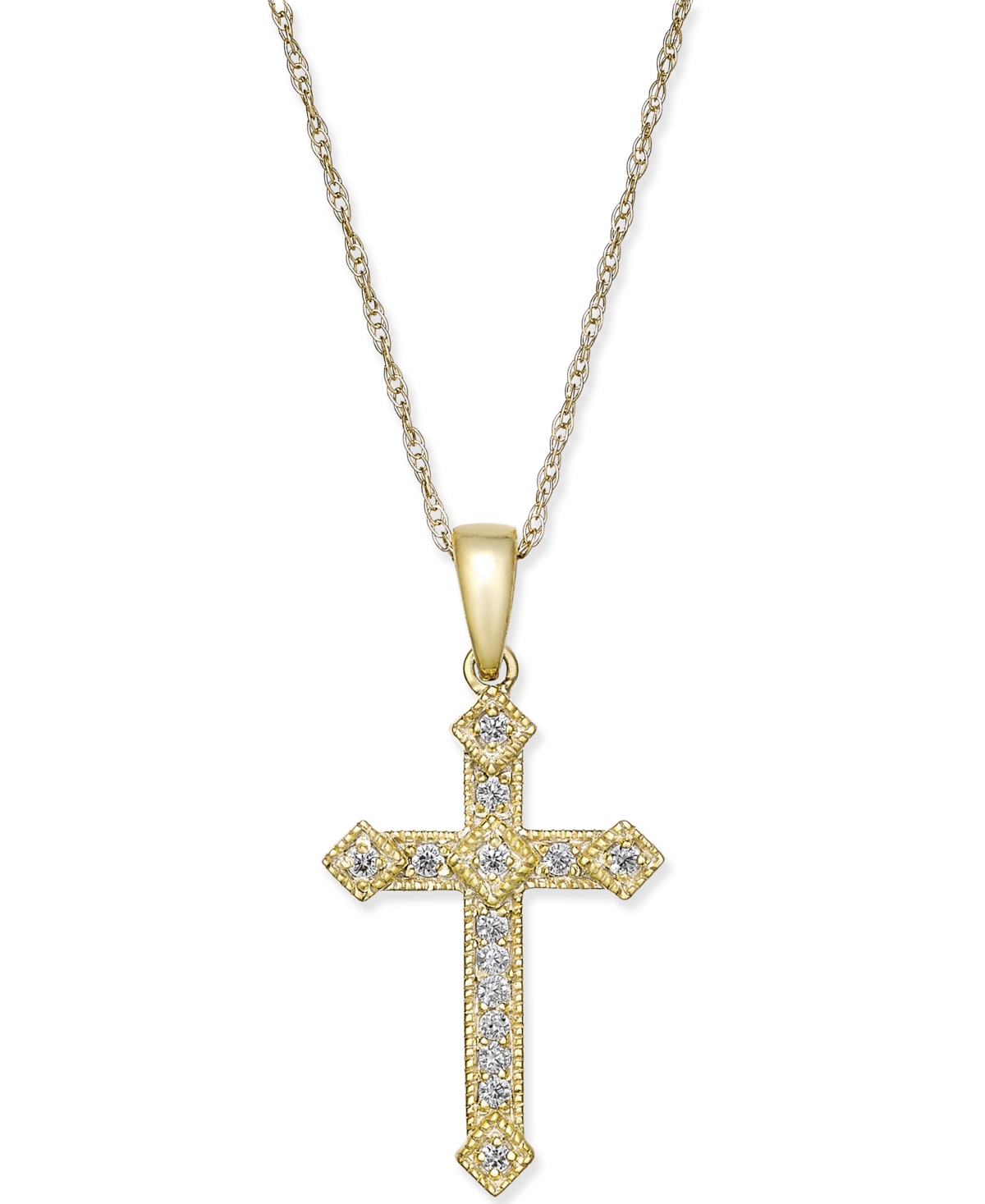 Click here for Diamond Cross Pendant Necklace (1/10 ct. t.w.) in... prices