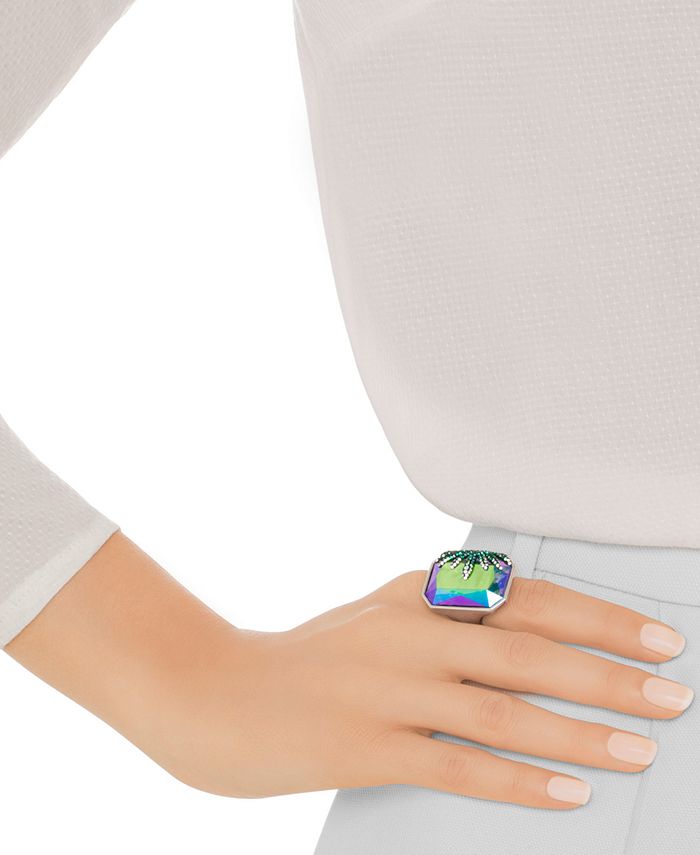 Swarovski Gisele Silver-Tone Prismatic Crystal Statement Ring - Macy's