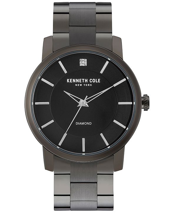 Kenneth Cole New York Men's Diamond Accent Black Ion-Plated Stainless ...