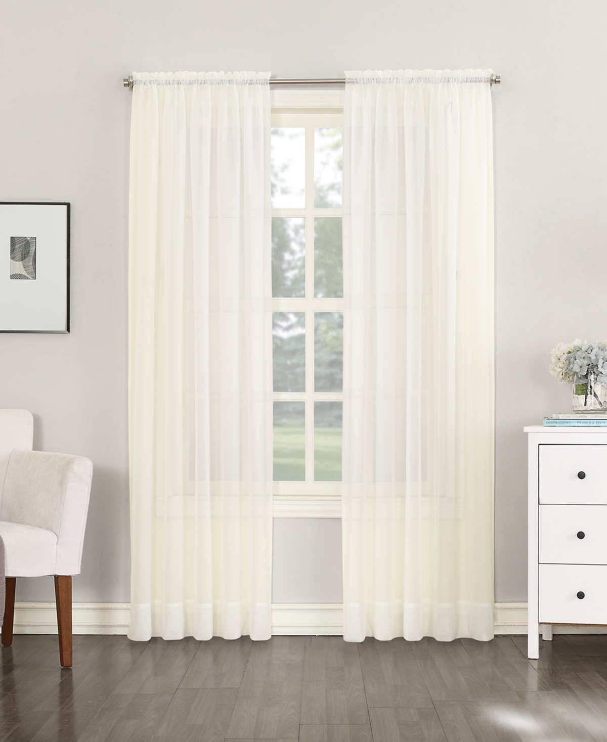 Click here for Sheer Voile Rod Pocket Curtain Panel - Eggshell prices