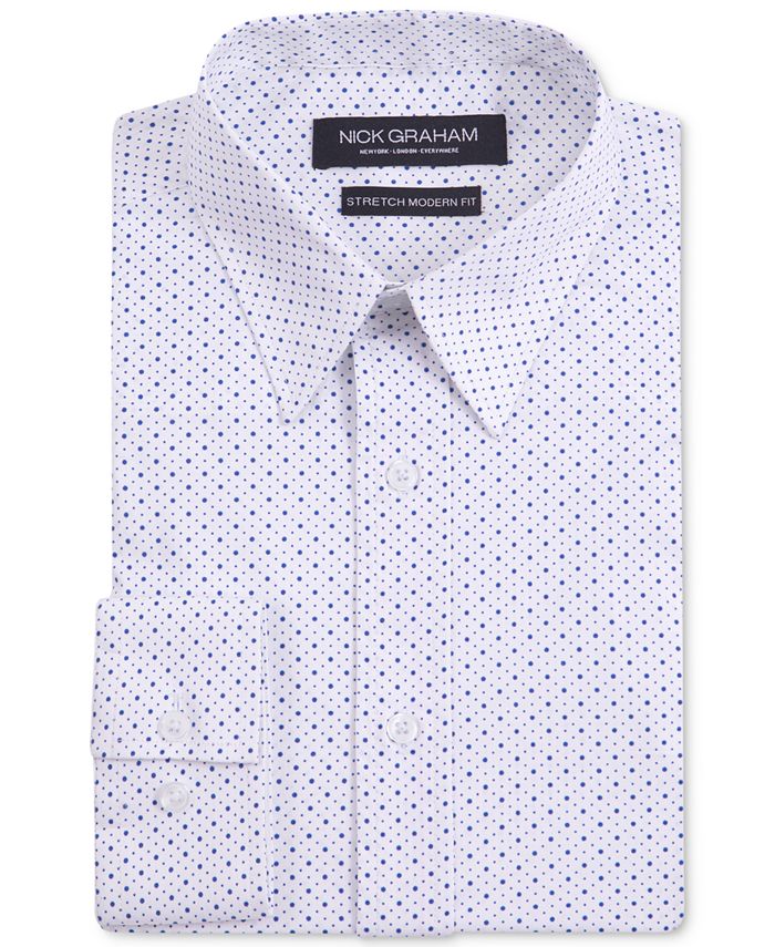 Nick Graham Men's Modern Fitted Stretch Performance White Neat ...