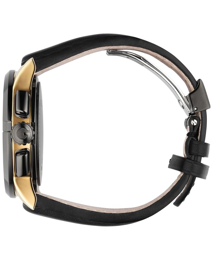 Gucci Unisex Swiss G-Chrono XL Black Leather Strap Watch 44mm YA101203 ...