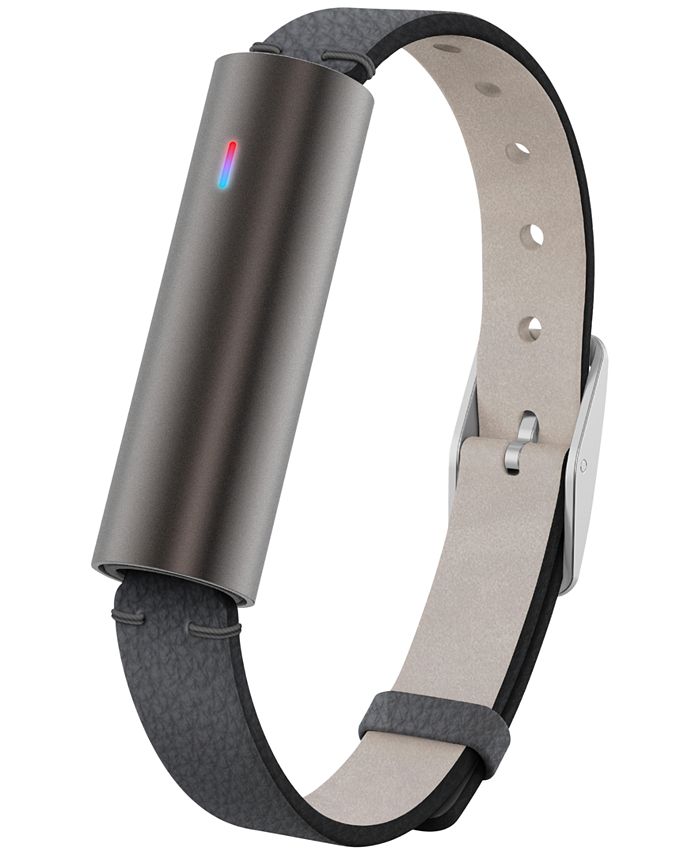 Misfit Unisex Ray Black Leather Strap Activity Tracker 12x38mm ...