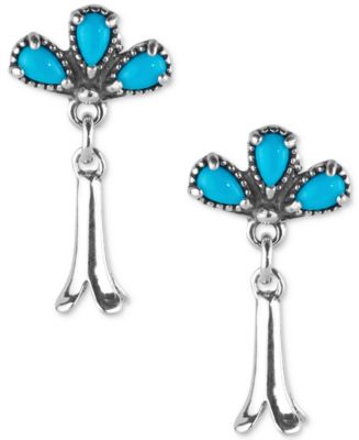 Genuine Turquoise Drop Earrings in Sterling Silver - Macy's