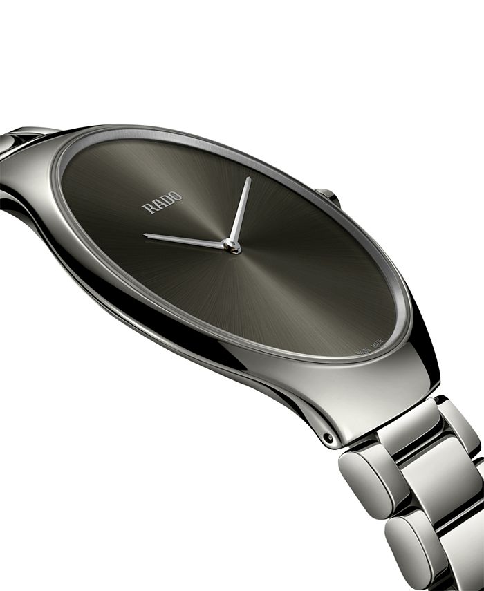 Rado Unisex Swiss True Thinline Black Plasma High-Tech Ceramic Bracelet ...