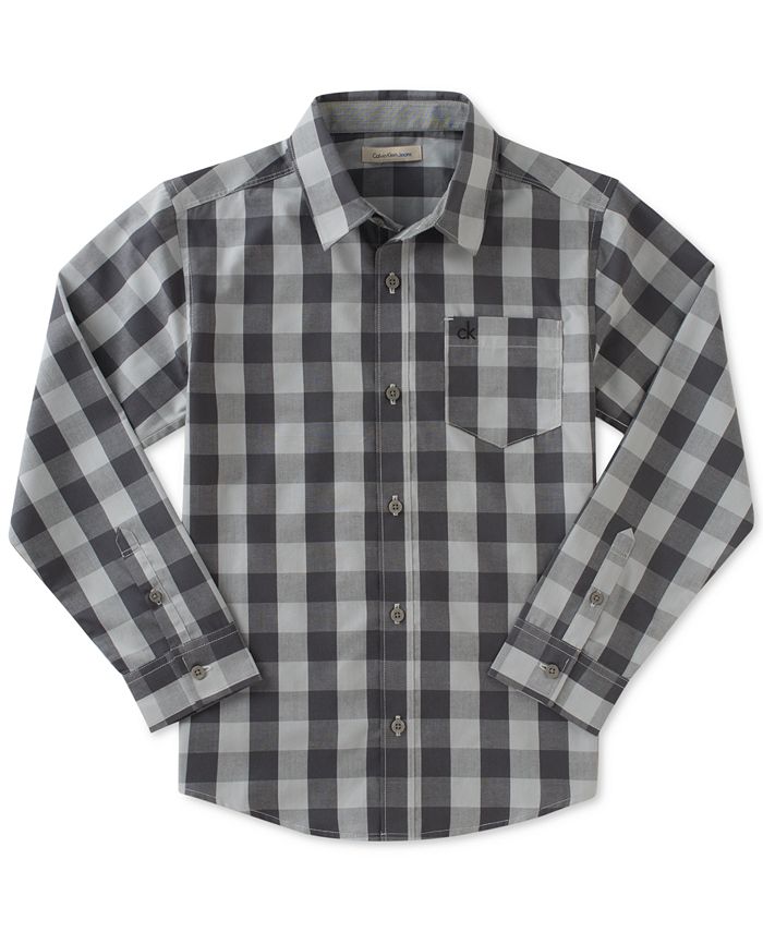 Calvin Klein Radio Bold Check-Print Shirt, Big Boys (8-20) - Macy's