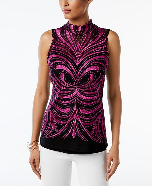 INC International Concepts I.N.C. Embroidered Illusion Top, Created for ...