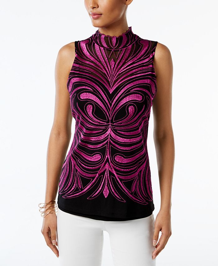 INC International Concepts I.N.C. Embroidered Illusion Top, Created for ...