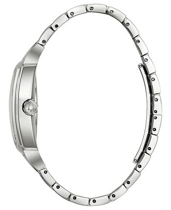 Bulova Men's Crystal Accented Silver-Tone Bracelet Watch 96C002 - Macy's