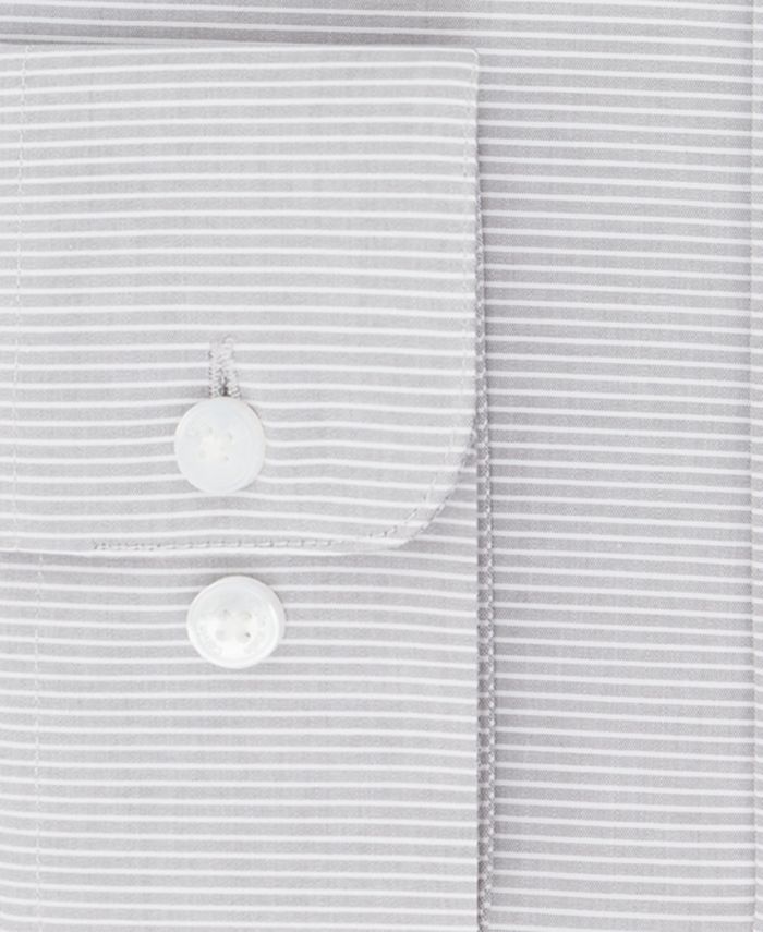 Calvin Klein Men's Classic Fit Non-Iron Performance Gray Stripe Dress ...