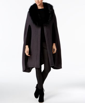 Cejon Miss Scarlet Faux Fur Collar Cape - Macy's