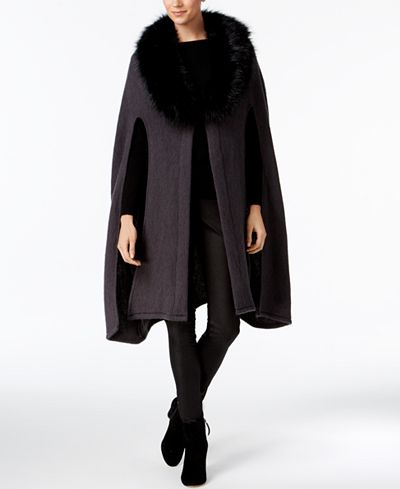Cejon Miss Scarlet Faux Fur Collar Cape - Handbags & Accessories - Macy's