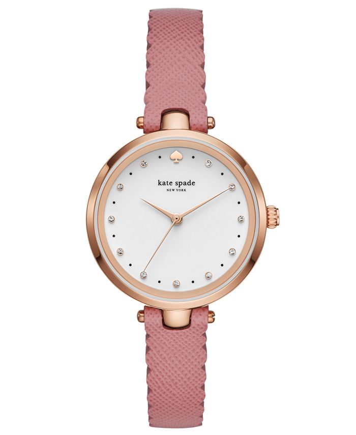 kate spade new york Women's Holland Pink Leather Strap Watch 34mm - Macy's
