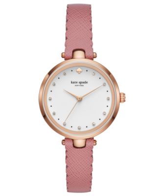 kate spade new york Women's Holland Pink Leather Strap Watch 34mm - Macy's