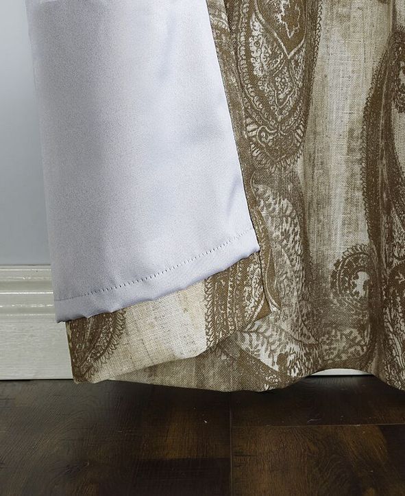 Sun Zero Presley Paisley Print Woven Linen Texture Curtain Panel, 52" W ...