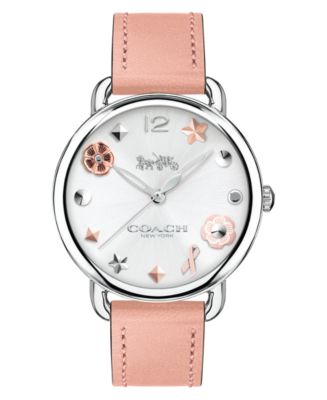 COACH Women's Delancey Pink Leather Strap Watch 36mm - Macy's