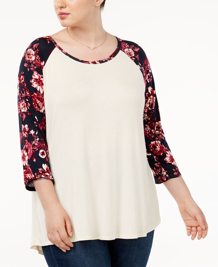 Eyeshadow Trendy Plus Size Baseball T-Shirt - Macy's