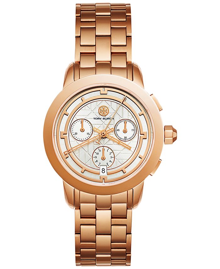 Tory Burch Women's Tory Classic Chronograph Rose Gold-Tone Stainless ...