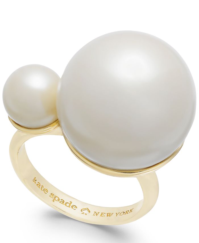 kate spade new york 14k Gold-Plated Double Imitation Pearl Statement ...